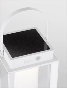 NV 9002861 Venkovní stolní lampa VERHAAL bílý hliník a čiré sklo LED 2W 3000K 3,7V 360st. IP54 solární / USB kabel / vypínač na těle - NOVA LUCE