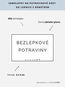 BEZLEPKOVÉ POTRAVINY - Samolepka s rámečkem na dózy do lednice, 6 x 4 cm