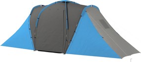 Outsunny rodinný stan pro 4-6 osob, voděodolný 2000 mm, skládací stan s 2 ložnicemi | Aosom