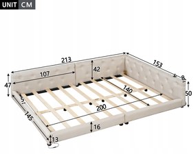 Arhatreya Rozkládací pohovka 140 x 200 cm Dvojlůžko LED USB+Typ C, len, béžová