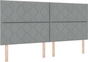 Postel s boxspringem s čelo Světle šedá 200 x 200 cm textil 3340837