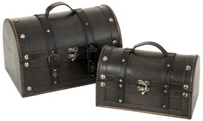 Set 2ks černých dřevěných kufříků Retro - 36*25*23 cm