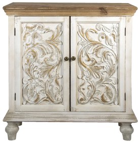 Dřevěná bílo hnědá vintage skříňka Sofía - 91*38*98 cm