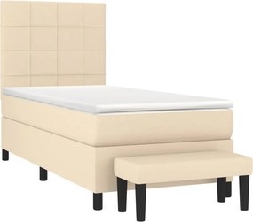 Box spring postel s matrací krémová 90x200 cm textil 3136570