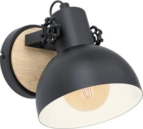 Eglo LUBENHAM nástěnná lampa černá, hnědá ocel, dřevo 44057