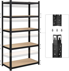 Sada 2 ks dílenských regálů Profa 200 cm černá/hnědá