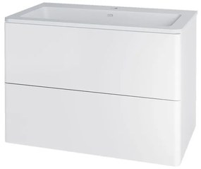 Mereo Siena, koupelnová skříňka s umyvadlem z litého mramoru 81 cm, bílá lesk CN411M
