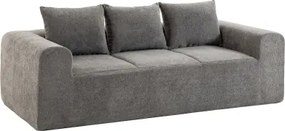 HOMCOM 3-místná pohovka z chenillu 220 cm, moderní obývací pokojová pohovka se širokým sedadlem a područkami, 3 polštáře, šedá