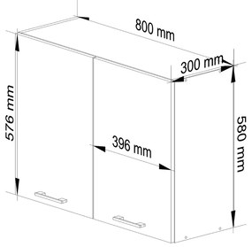 Kuchyňská závěsná skříňka Olivie W I 80 cm bílá/beton