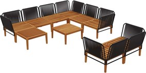 10 ks Masivní akáciové dřevo a provaz Přírodní 3407722