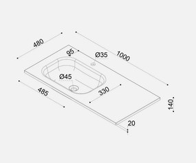 design umyvadlo COLOSUM G04 120-144cm Velikost: 100