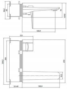 Cersanit Larga - podomítková umyvadlová baterie, chrom, S951-386