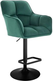 LuxuryForm DESIGN Barová židle AMALFI VELUR na černé kulaté podstavě - zelená