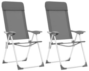 Skládací kempingové židle 2 ks šedé hliníkové,  44304