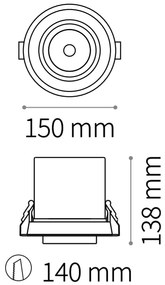 Ideal Lux LED zápustné bodové svítidlo Nova, ø 15 cm, 3000k Barva: Černá