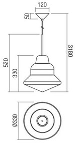 Redo 01-1770 - Lustr na lanku AMNO 1x/E27/42W/230V pr. 33 cm béžová
