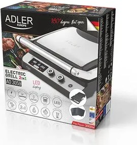 Adler AD 3059 stříbrná / Elektrický gril 2v1 / 3000 W / 1508 cm2