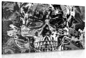 Obraz umělecká lebka v černobílém provedení - 90x60 cm