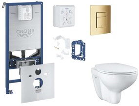 Grohe Rapid SLX - Set předstěnové instalace, klozetu, sedátka SoftClose, tlačítka Skate Cosmopolitan a sady pro vhazování tablet, Cool Sunrise SANI11BB4142