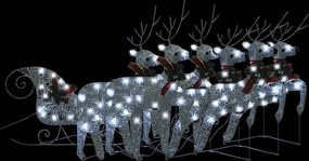 vidaXL Vánoční sobi se sáněmi 140 LED diod venkovní bílí [3100431] Barva: Stříbrná