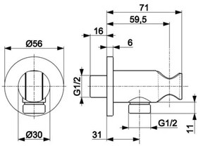 KFA Armatura 845-053-00 - Kulatý držák sprchy s vývodem MOZA/HALIT lesklý chrom