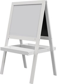AIYAPLAY 2v1 Dětský Stojan - magnetická tabule a tabule na křídy - 2 integrované úložné přihrádky - bílý