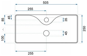 BPS-koupelny Keramické umyvadlo na desku HYD-LA-WH-505 50,5x25 cm, bílé