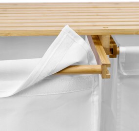 ViaDomo Via Domo - Bambusový koš na prádlo Incanto, 2-komorový - přírodní/bílá - 70x67x36,5 cm