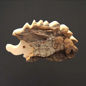 AMADEA Dřevěný dekorace ježek s kůrou, masivní dřevo, 7 cm