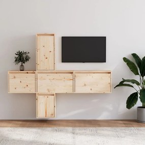Tv Skříňky 5 Ks Masivní Borové Dřevo