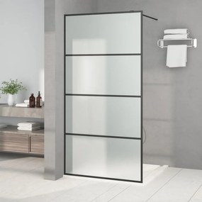 Sprchová zástěna walk-in černá 100 x 195 cm mléčné ESG sklo 152132