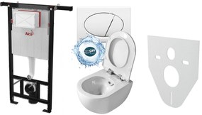 Alcaplast AM102/1120 Jádromodul komplet do bytových jader se závěsným WC Creavit FREE FE322 Rim-Off + bidet 2v1
