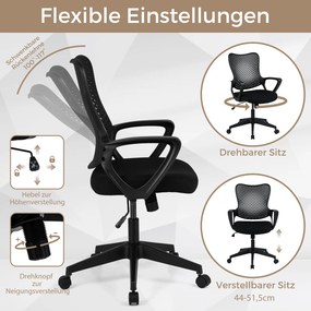 Costway Ergonomická kancelářská židle s prodyšným síťovaným opěradlem, otočná