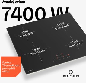Klarstein PowerGlide indukční varná deska | Odolná proti poškrábání | 4 varné zóny | 7400 W | 60 cm