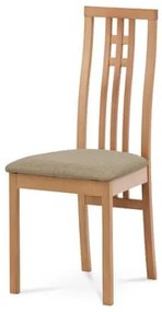 Autronic Dřevěná jídelní židle Jídelní židle, masiv buk, barva buk, látkový krémový potah (BC-2482 BUK3)