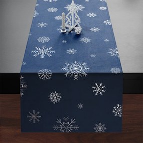 Vánoční ubrus - běhoun na stůl SNOWFLAKE tmavě modrá 40x160 cm Mybesthome