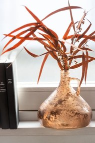 Růžová antik skleněná váza s ouškem Vannia - 17*17*18 cm