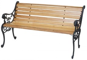 Zahradní lavice F98 2-místná ~ litina / dřevo, 125 cm - Světle hnědá