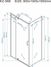 BPS-koupelny Obdélníkový sprchový kout HYD-OK06B 100x80 chrom/transparent + vanička HYD-OSV-ST03A bílá