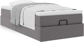 Osmanský rám postele s matrací šedá 80x200cm umělá kůže 3311009