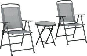 Sada venkovního bistro nábytku Zahradní bistro set Skládací bistro set, 53,5 cm x 64 cm x 93 cm, světle šedý
