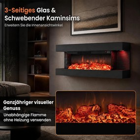 Costway Třístranný elektrický krb 102 cm s LED, černý
