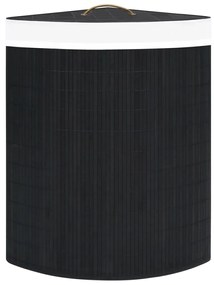 Rohový bambusový koš na prádlo černý 60 l