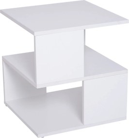 HOMCOM Konferenční stolek s nočním stolkem a 2-patrovou policí pro obývací pokoj, ložnici, knihovnu 40x40x43 cm Bílý | Aosom