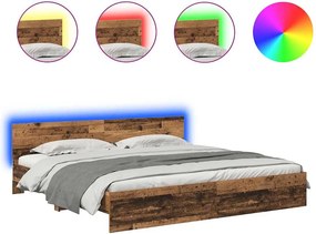 Rám postele s čelo Staré dřevo 200 x 200 cm Kompozitní dřevo 3403601