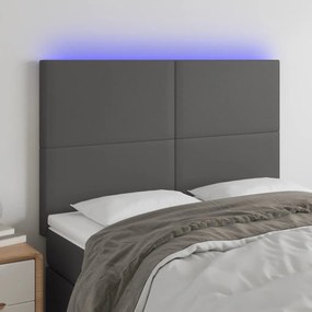 Čelo postele s LED šedé 144x5x118/128 cm umělá kůže 3122238