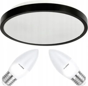 LED stropní svítidlo 2xE27 IP20 LARI-R ČERNÉ + 2x E27 10W teple bílá svíčka