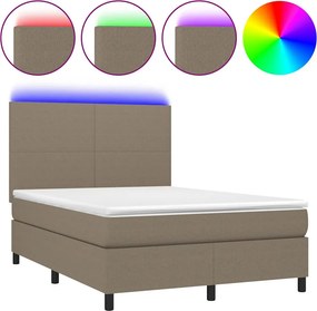 Box spring postel s matrací a LED taupe 140x200 cm textil 3134721