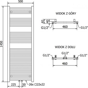 Mexen Pluton, elektrické topné těleso 1450x500 mm + topná tyč 900 W, bílá, W106-1450-500-2900-20