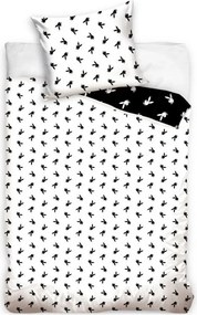 Bavlněné ložní povlečení Playboy - motiv Black & White - 100% bavlna - 70x90 cm + 140x200 cm